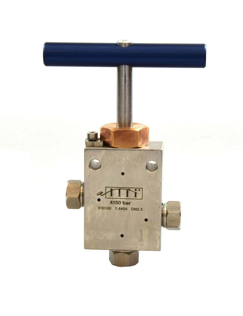9/16" 3-Way Hand Valve - Allfi Waterjet P/N 910810-I 60kpsi/4,150bar